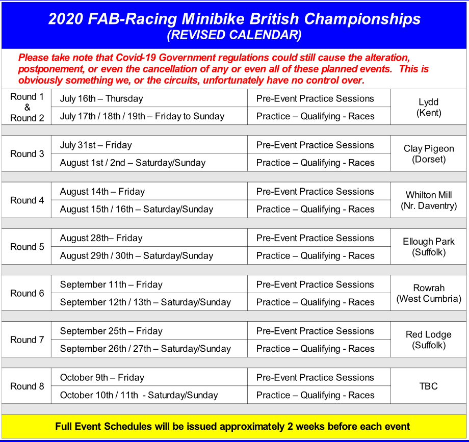 2020 Race Dates - FAB-Racing